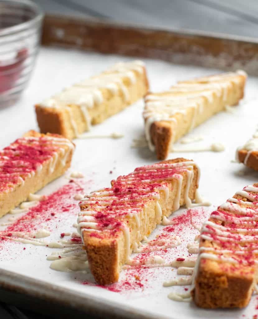Raspberry White Chocolate Pound Cake Biscotti - The Merchant Baker