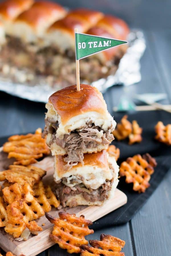 Philly Cheesesteak Sliders {Free Printable!} - The Merchant Baker
