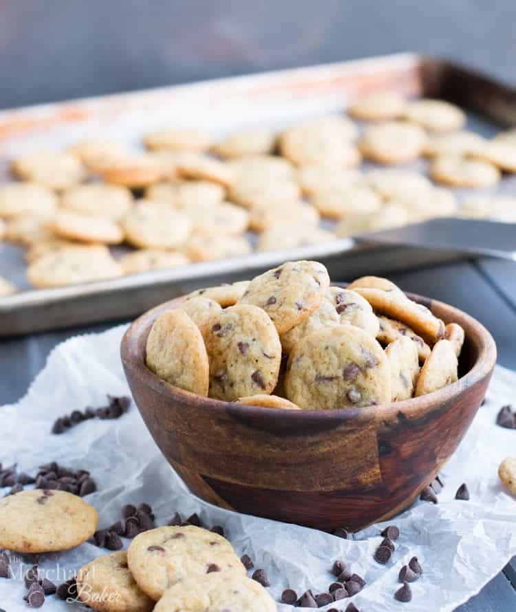 One Bite Mini Chocolate Chip Cookies - The Merchant Baker